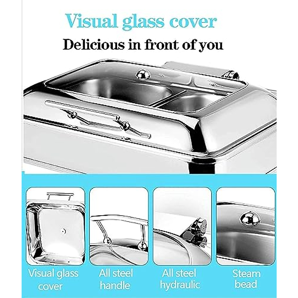 Chafing Dishes Chafing Dish Buffet Set, Food Warmers Server Warming Tray Round Rectangular Chafers, Stainless Steel Square Chafer, Round Food Warmer Chafing For Catering Warmer Chafer Set, Energy Effi