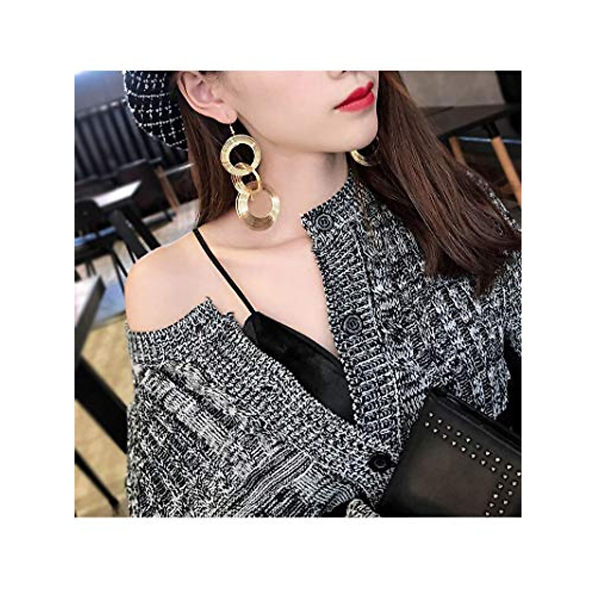 Zealmer Women 16K Gold Plated Tiered Sprial Dangle Earrings