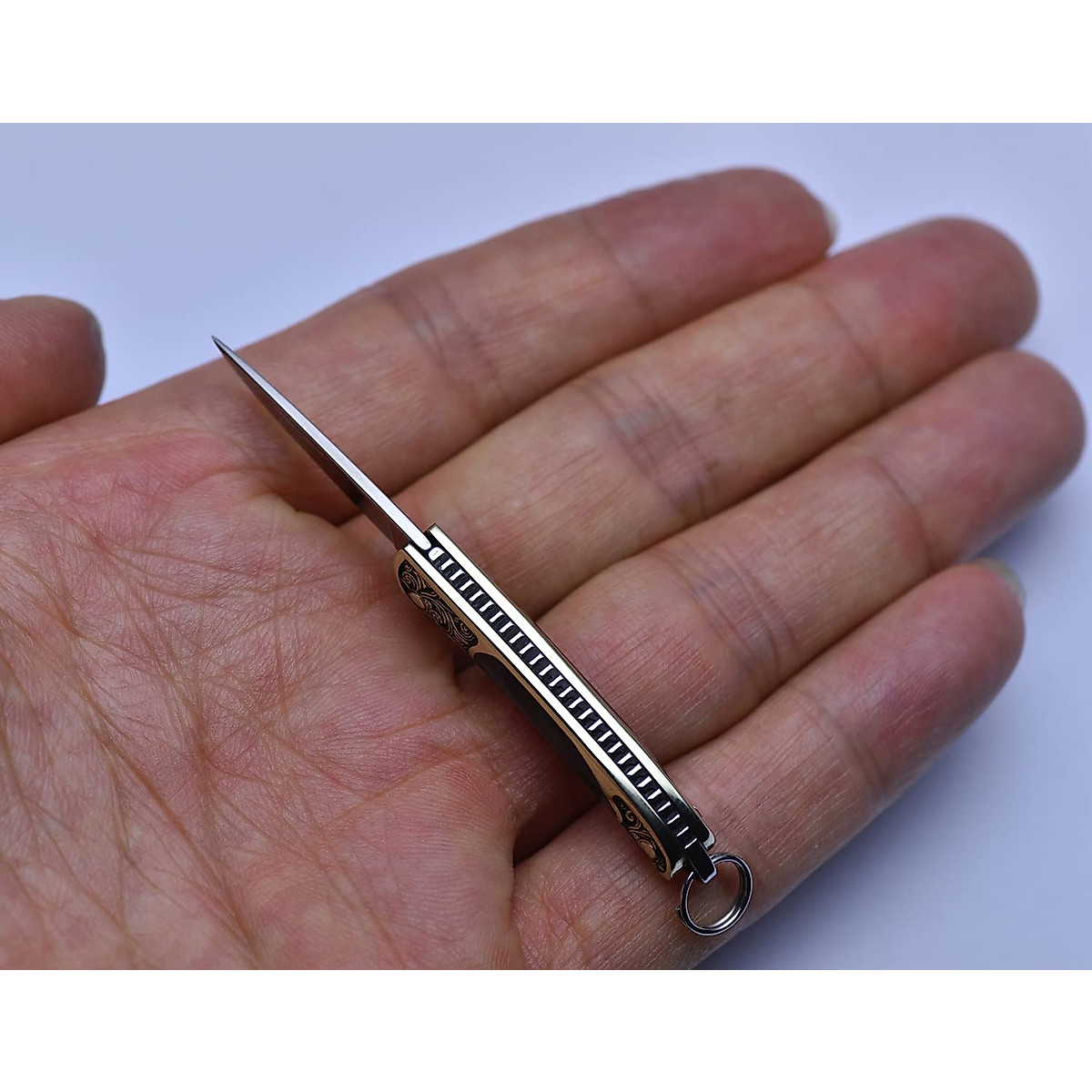 JPCRMOV Compact Pocket Knife Keychain for Women, Mini Folding Knife, Tiny EDC Knife, Abalone Shell Handle, Blade Length 1.06", Weighs only 9 Grams