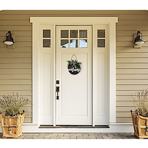 Welcome Sign Welcome Front Door Round Wood Sign Hanging Welcome Sign for Farmhouse porch Spring Welcome Sign Front Door Decoration （Blackboard welcome） (Black Hello, Black 12 inches)