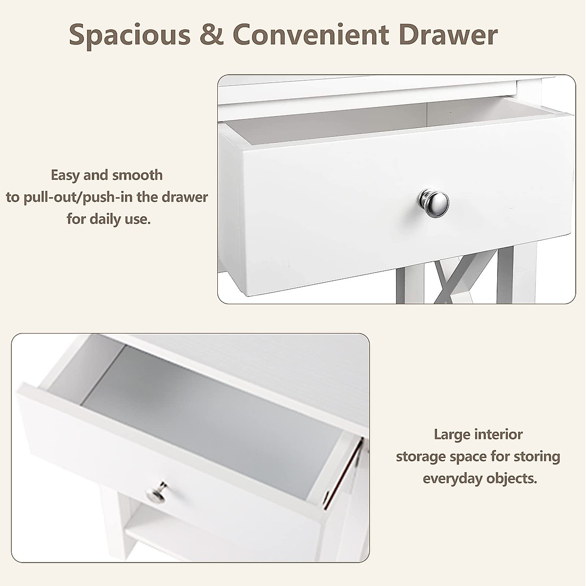 MAGIC UNION X-Design Side End Table Night Stand Storage Shelf with Bin Drawer