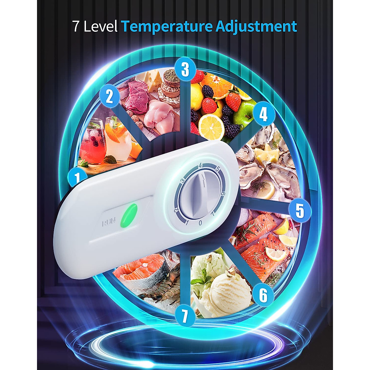 TABU 7.0 Cu Ft Deep Freezer, Top Open Door Chest Freezer, Compact Freezer with Removable Storage Basket, 7 Level Adjustable Temperature and Top Open Door, Ideal for Kitchen, Basement (White)