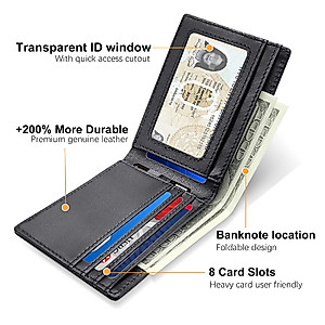 SwanScout Wallet for Tile Mate (2022), Cash Pocket Version, RFID Blocking Genuine Leather Bifold Wallet with Gift Box (Not Include Tracker)