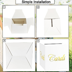 White Card Box for Party, 8.7" Cards Gold Foil Design Gift Cards Receiving Box Holder for Wedding, Bridal Shower, Graduation, Birthday, Retirement, Baby Shower, Anniversaries Party Decorations