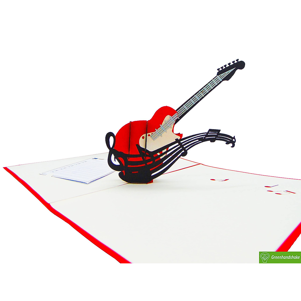 Guitar, Pop Up Card, 3D Popup Greeting Cards, for Birthday, Valentine's Day, Mothers Day, Spring, Fathers Day, Graduation, Wedding, Anniversary, Thank You, Get Well, All Occasion | 7" x 5"