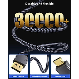 Maxonar USB C to DisplayPort VESA Certified, 8K 60Hz Non-Bidirectional Type C to DP Cable 6.6FT/2M(4K 60Hz 144Hz 120Hz) 32.4Gbps 1.4 HBR3 Alt Mode Video Adapter for iM1 MacBook Pro Mac Mini, XPS 15