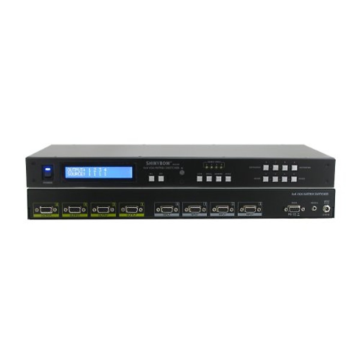 Shinybow 4x4 (4:4) VGA PC RGBHV Matrix Switcher + RS232, IR Ext/Remote, Rack Mount, Programmable SB-4140LCM