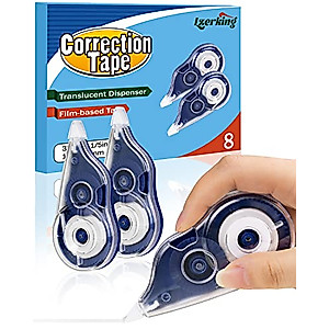 Correction Tape, Pack of 8, Cover The Error with White Tape, Applicator for Instant Corrections, Tape Eraser for Note Taking, Office Supplies, School Supplies, 1/5 Inch X 32.8 Ft (5mmx10m)