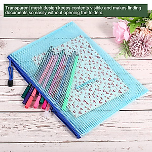 YOKIVE 6 Pack Mesh Zipper Bags, B5 Mesh File Pockets | Plastic Document Pouch, Great for Office Appliances Travel Storage(Green)