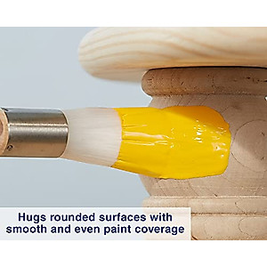 Zibra Round Paint Brush for Curved Surfaces and Ornate Details, 1 in, White, Pro Grade