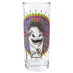Silver Buffalo Disney Tim Burton Nightmare Before Christmas Day of the Dead Design 4 Pack Tumbler Glass Set, 10 Ounces