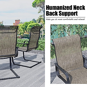 PatioFestival Patio Dining Chairs High Back Patio Chairs C-Spring Motion Chairs,Textilene Fabric & Black Metal Frame,2 Pieces Outdoor Furniture for Yard, Garden, Backyard, Deck, Bistro（Grey）