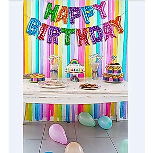 Treasures Gifted Rainbow Happy Birthday Balloons Letters - Happy Birthday Balloon Banner - Metallic Happy Birthday Foil Balloons - Happy Birthday Mylar Balloons, Foil Letter Balloons, 16 Inch
