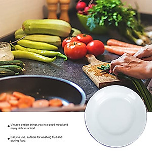 Hemoton 4Pcs Vintage Enamel Plate Fruit Plate Enamel Fruit Platter Vintage Salad Plate Enamel Washing Platter Vintage Enamel Trays Enamelware Serving Platter (14cm/ 5.5inch)