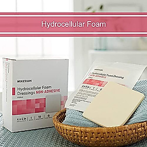 McKesson Hydrocellular Foam Dressings, Sterile, Non-Adhesive, Pad 4 in x 4 in, 10 Count, 10 Packs, 100 Total
