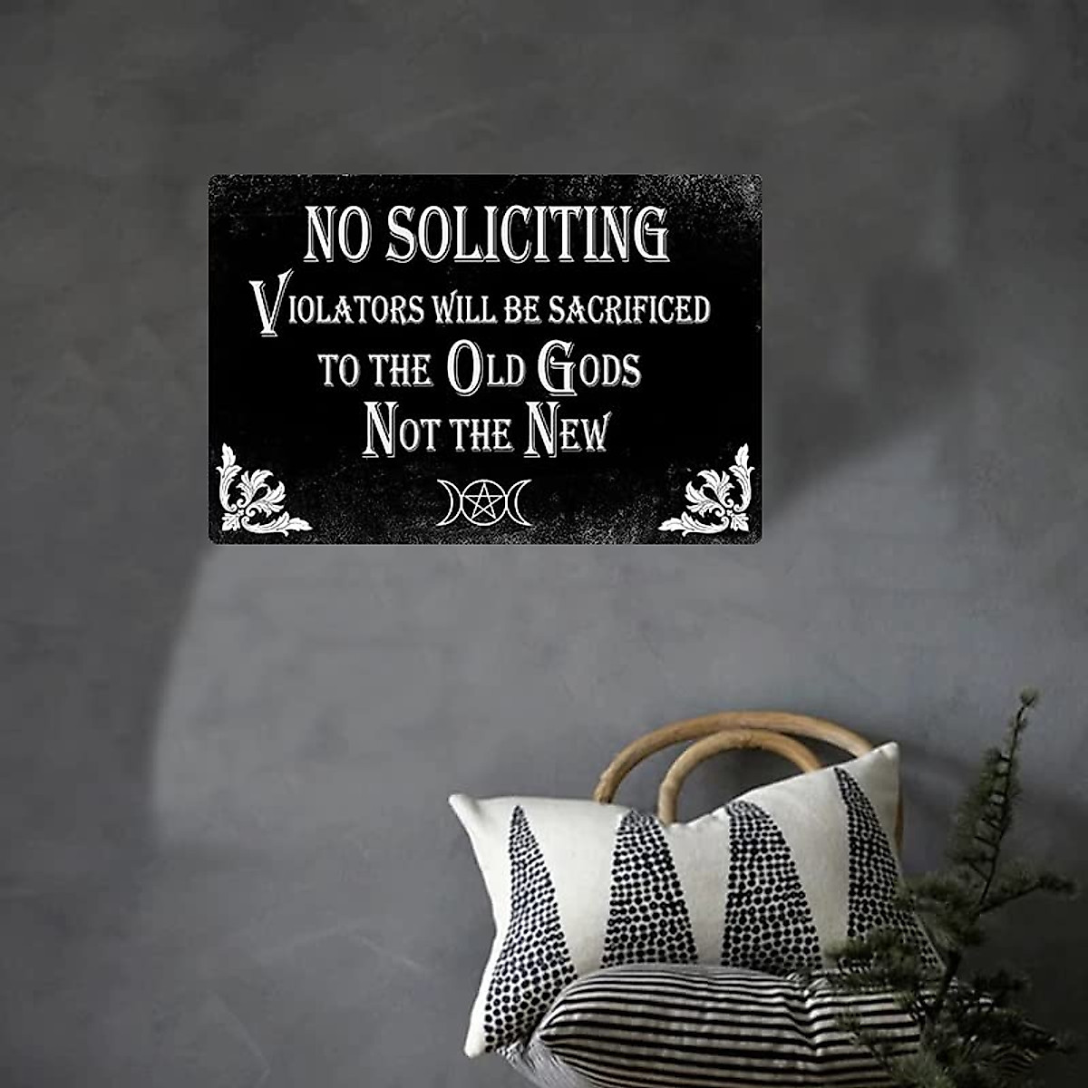 Funny Dark Humor No Soliciting Sign Gothic Room Decor For Home, Bedroom, Kitchen, House 8 x 12 Inch (940)