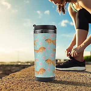 Bubblegum Fish Travel Coffee Mug Reusable Insulated Drinking Cup with Lid for Home Outdoor Works 13 Oz