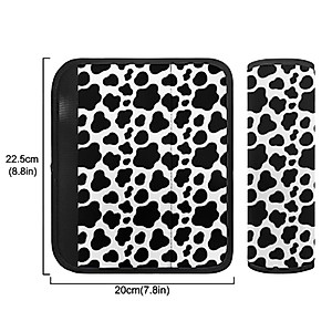 Jeiento 4 Pieces Kids Car Seat Belt Cover Safety Belt Cushion Car Seat Belt Pad Car Seat Shoulder Protector Pillow Belt Cover Pad for Baby Boys Girls Children,Black and White Cow Print