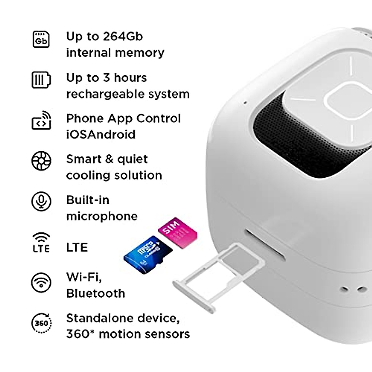 Cinemood TV - First LTE Portable Projector with Sim Card Slot for Indoor and Outdoor Movies 150'' Projection Up to 3 Hours Battery Wireless Up to 256 GB Storage