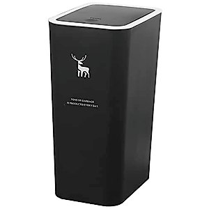 Sooyee 10 Lite Black Trash Can with Lid,Bathroom Trash Can,2.4 Gallon Plastic Trash Can,Small Trash Can for Powder Room,Bedroom,Kitchen,Craft Room,Office