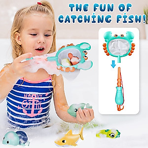 Niwoed Bath Toys Fishing Games with Fish Net, Bathtub Baby Bath Toys for Toddlers 1-3, Swimming Pool Water Toys for 1 2 3 4 5 Years Old Boys Girls, Bath Toys for Kids Ages 4-8 Birthday Gifts