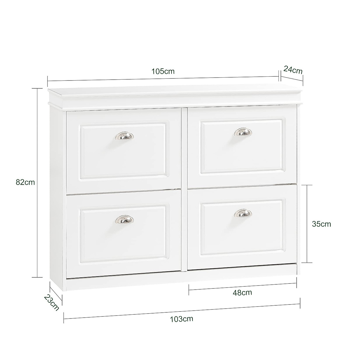 Haotian White Shoe Cabinet with 4 Flip Drawers, Large Freestanding Shoe Rack, Modern Shoe Organizer for Entryway, Hallway, Entance FSR79-W