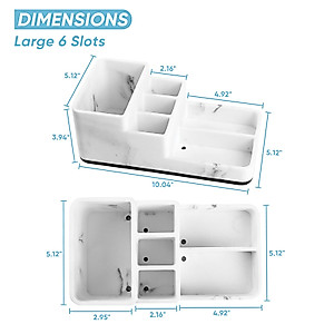 TOSHISON Toothbrush Holder for Bathroom, Bathroom Organizer Countertop,6 Slots Bathroom Accessories Storage for Toothpaste Electric Tooth Brush/Vanity Counter, Marble White
