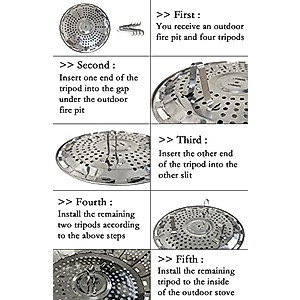 Portable Folding Fire Pit for Camping 11 inch Small Mini Firepit Round Collapsible Fire Bowl Wood Burning Stainless Steel Cheap Outdoor Backyard Outside Camp Hiking Travel Beach