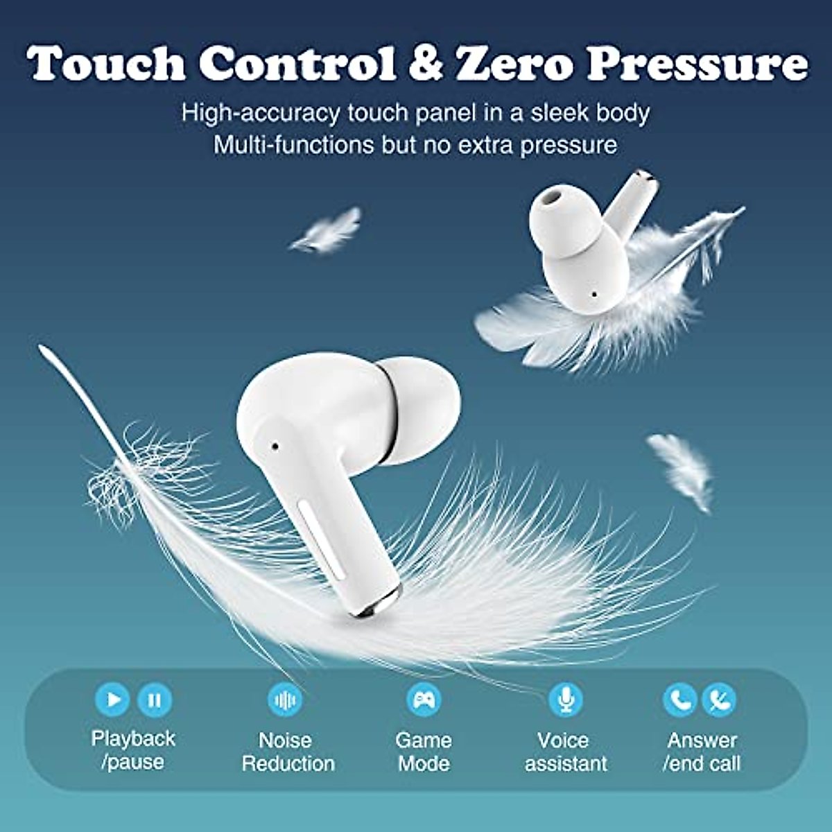 Wireless Earbuds, Active Noise Cancelling Earbuds with Bluetooth 5.2 - Portable Charging Case - Microphone, 8H Active Noise Reduction, Bluetooth Earbuds with Clear Call Game Mode Voice Assistance