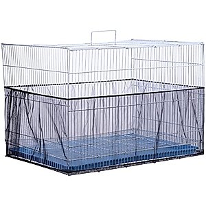 Filhome 2 Pieces Adjustable Bird Cage Cover, Birdcage Seed Catcher Nylon Mesh Net Cover, Soft Airy Cage Net Stretchy Skirt Guard for Parrot Parakeet Macaw Round Square Cage (Black/M)