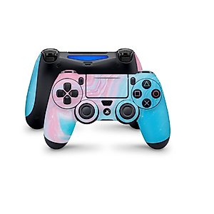 ZOOMHITSKINS Compatible with PS4 Controller Skin, Pink Pastel Baby Blue Texture Marble Pale Rose, Durable, 3M Vinyl, Made in The USA