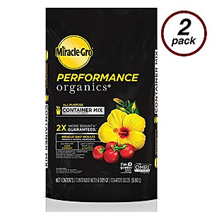 Miracle-Gro Performance Organics All Purpose Container Mix, 6 qt. - Organic, All Natural Plant Soil - Feed for up to 3 Months - All-Purpose Formula for Vegetables, Flowers and Herbs, 2-Pack