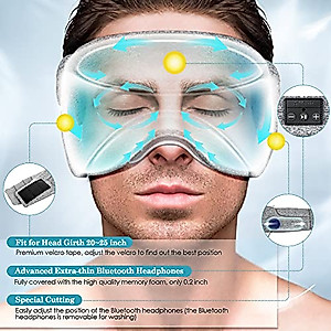 Bluetooth Sleep Mask with Headphones 24 White Noise Ice-Feeling Extra Soft Modal Lining Blackout Sleep Eye Mask Ultra-Thin Sleep Headphones