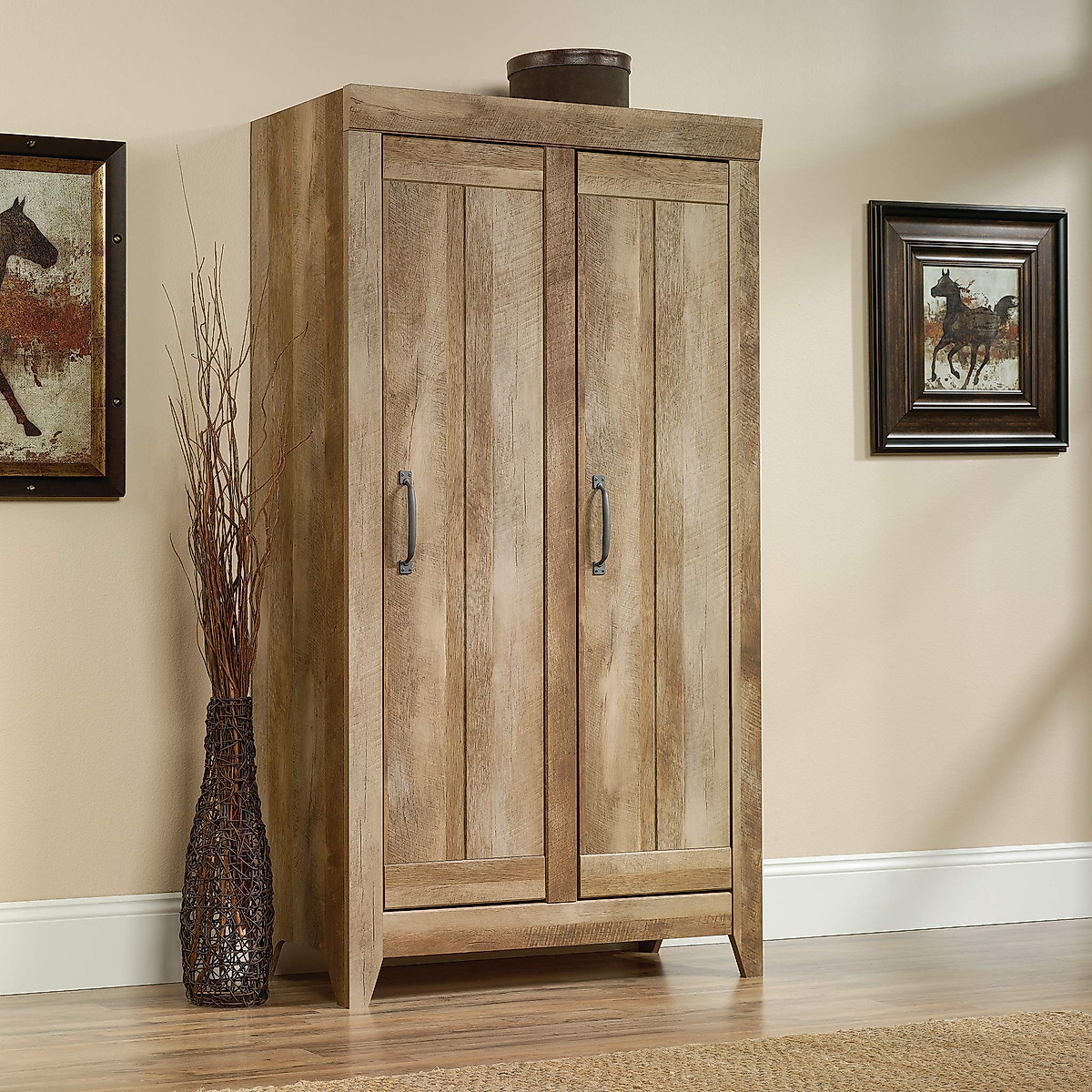 Sauder Adept Storage Pantry Cabinet, L: 38.94" x W: 16.77" x H: 70.98", Craftsman Oak finish