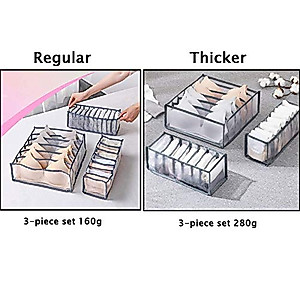 3 Set Thicker Underwear Drawer Organizers Divider, Home Foldable Bra Sock Underwear Organizer Storage Box (White)
