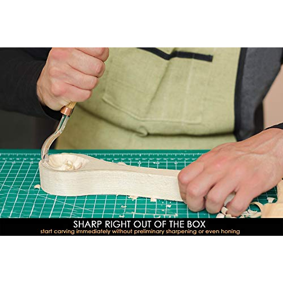 BeaverCraft, Wood Carving Bent Gouge K8a/14 0.55" - Spoon Carving Tools - Woodworking Hand Chisel Compact Wood Carving Knife for Beginners and Profi - Hobbies for Adults and Kids - Carbon Steel Blade