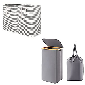 Lifewit 2 Pack 72L Laundry Hamper Pop Up Basket and 100L Clothes Hamper with Removable Bag