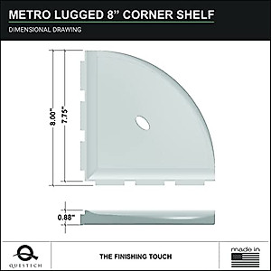 Questech Décor 8 Inch Corner Shower Shelf and 5 Inch Shower Caddy Soap Dish, Metro Lugged Back for New Construction, Mounted Bathroom Shower Organizer, Gray Matte