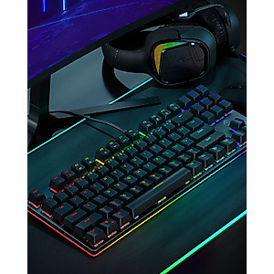 Black Shark RGB Mechanical Gaming Keyboard LED Backlit Wired Keyboard with Blue Switches, Fully Programmable, Anti-Ghosting 87 Keys for PC Laptop, Sixgill K1