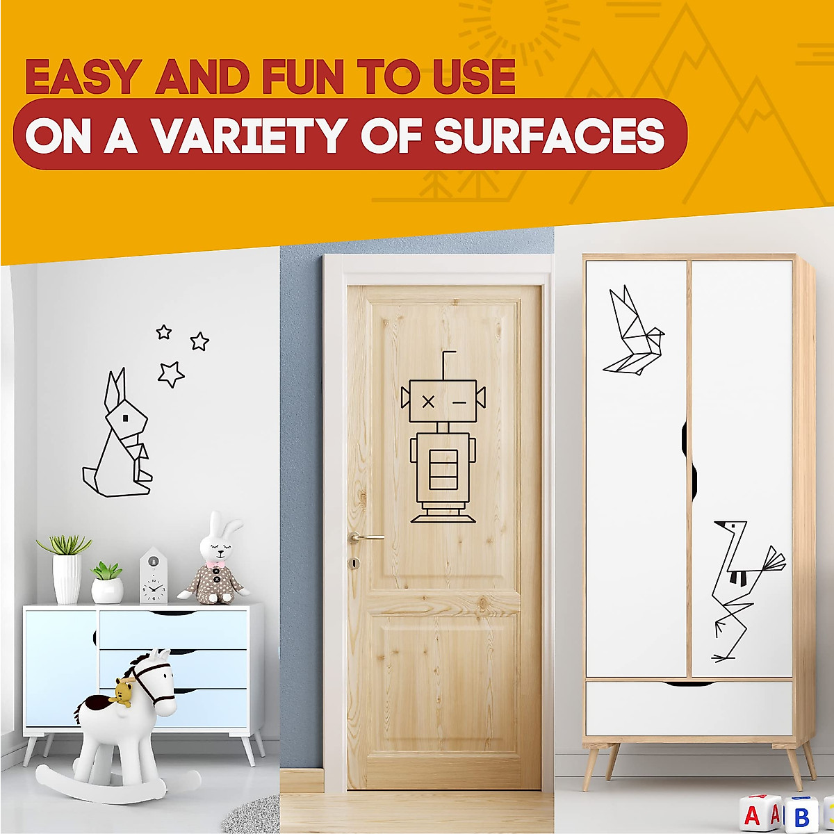 kipod Wooden Art Tracing Projector Drawing Kit for Kids with Washi Tape Wall Decor Stickers. Draw, Project and Trace DIY GrafiTape Toy. Cool Art and Craft Gift Ideas for Girls and Boys Ages 6-12