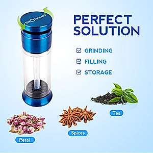 Spice Grinder, All in One Grinder with Filling and Storage Blunt Roller Machine, 3-in-1 Spice Grinder.
