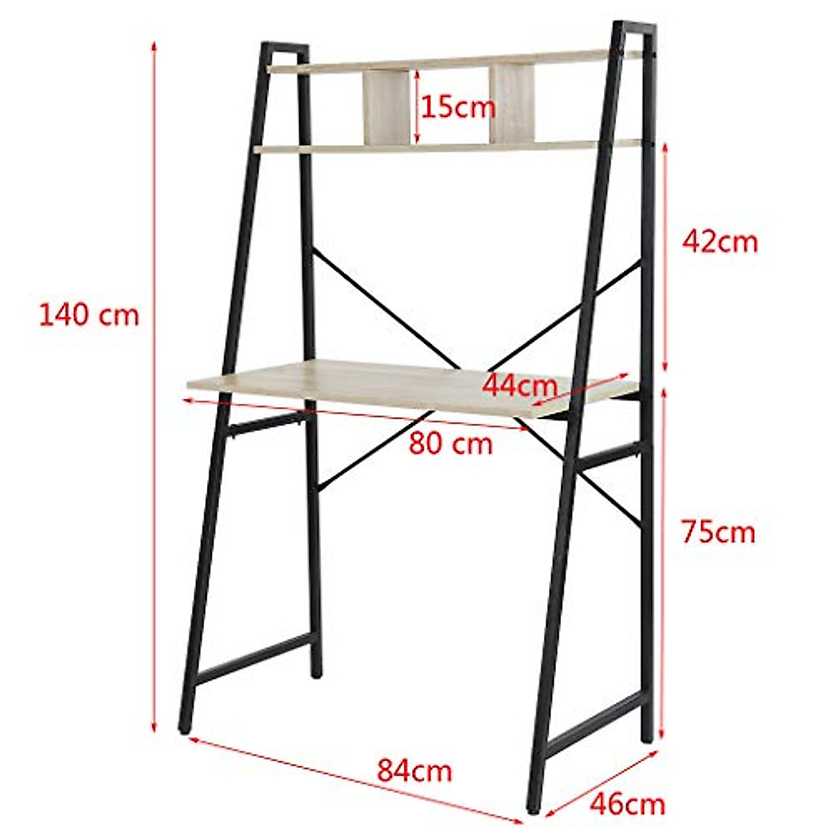 Desktop Computer Desk, Home Office Decor Ladder Desk Study Writing Table Computer Gaming Table Bedroom Laptop Table, Student Study Reading Writing Desk PC Laptop Table for Living Room (Khaki)