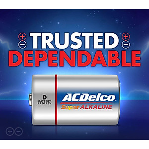 Powermax ACDelco 24-Count Size D Cell Alkaline Batteries Super Alkaline Battery 7-Year Shelf Life Reclosable Packaging