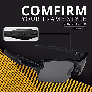 Dynamix Polarized Replacement Lenses for Oakley Flak 2.0 XL | Easy To Install | Fit Perfectly | Solid Black