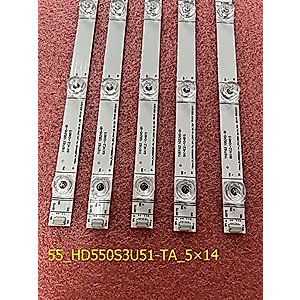 ROTEMADEGG Kit 5pcs 14LED LED Backlight Strip Compatible with Hisense 55H8E 55H9E IC-A-CNDN55D975 H55A6500 55_HD550S3U51-TA_5X14_3030C 55HS68U (Color : Kit 5 PCS for 1 TV)