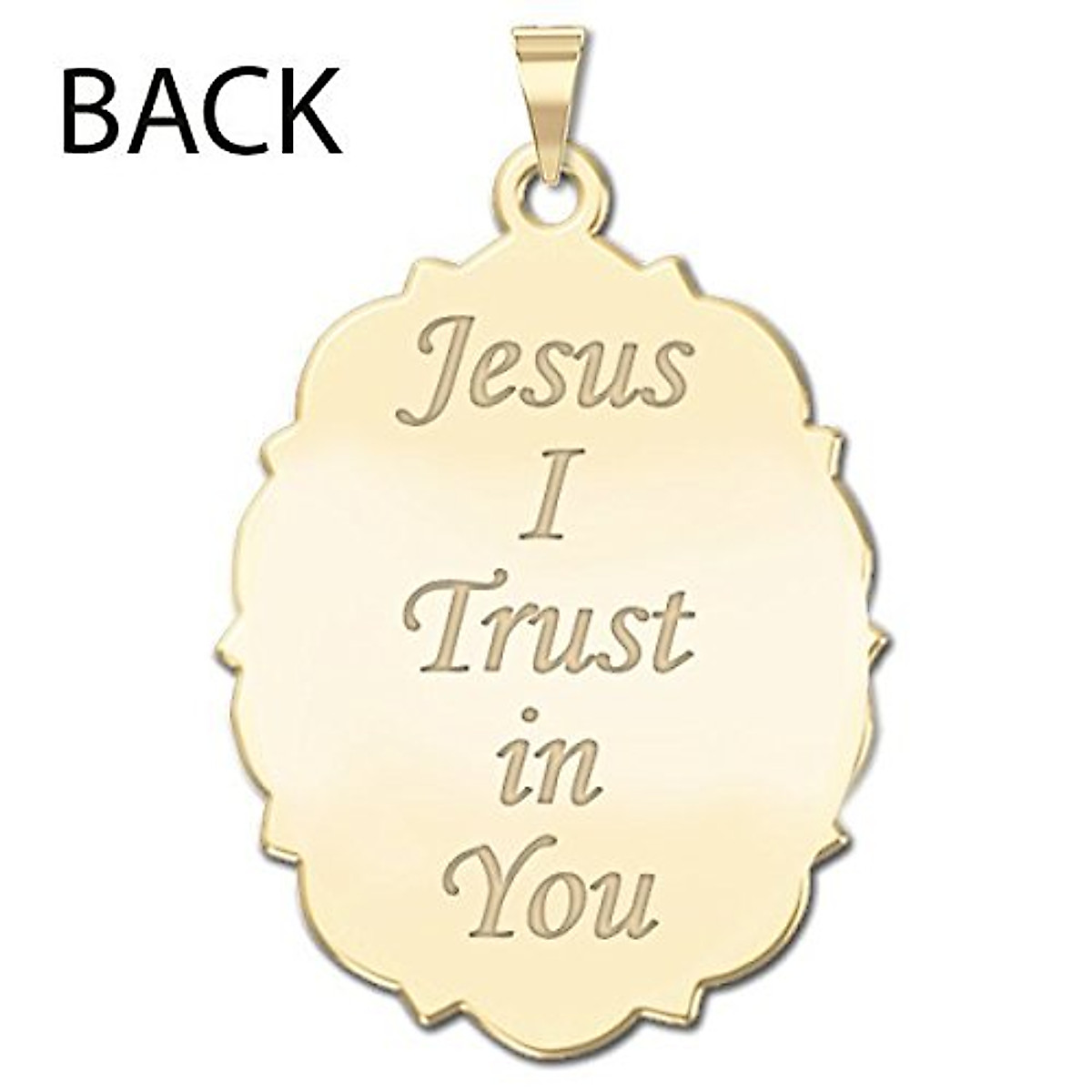 PicturesOnGold.com Divine Mercy Doubled Sided Scallopped Oval Religious Medal 1/2 X 2/3 Inch Size of Dime, Solid 14K Yellow Gold