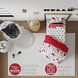 Franco Sanrio Hello Kitty Polka Dot Bedding 5 Piece Super Soft Comforter and Sheet Set with Sham, Twin, (100% Official Licensed Product) Collectibles