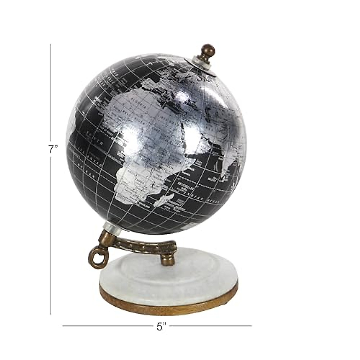 Deco 79 Modern Plastic Globe, 5" x 5" x 7", Black