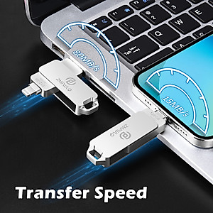 Apple MFi Certified 128GB Memory-Thumb-Drive-iPhone USB-Memory-Drive-for-iPhone Apple-iPhone-Storage-Flash-Drive USB C OTG Pendrive Android Backup Photo Storage External USB Flash Storage Photo Stick