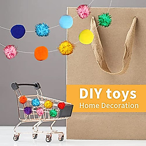 TECH-P®100 Pack 1.5 Inch Pom Poms with Glitter Tinsel and 30 PCS 1.18"30mm Non Glitter Pom Poms Sparkle Balls Cat Toy Balls– Assorted Color